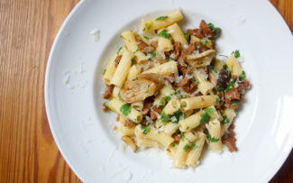 Pasta with Lamb Merguez and Porcini Mushrooms - Elle Republic