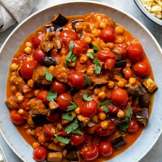 Eggplant and Tomato Stew with Chickpeas and Harissa | Elle Republic